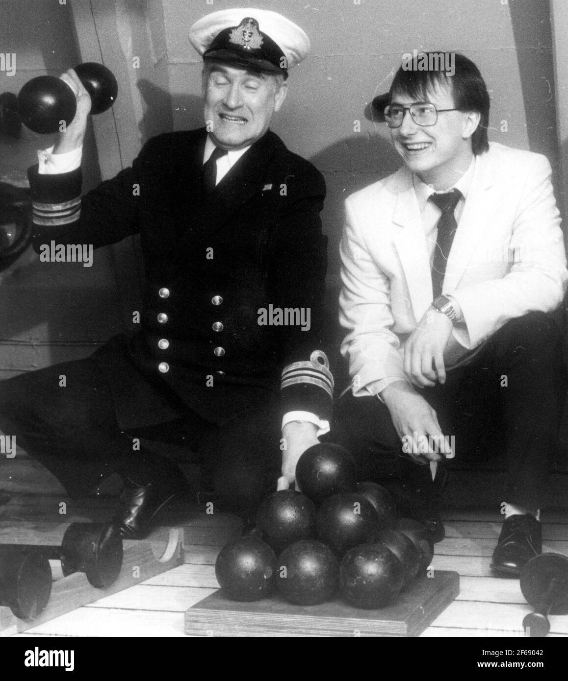 COMMANDING OFFICER OF HMS VICTORY LT. CDR. CHARLES ADDIS LIFTS SOME BAR ...