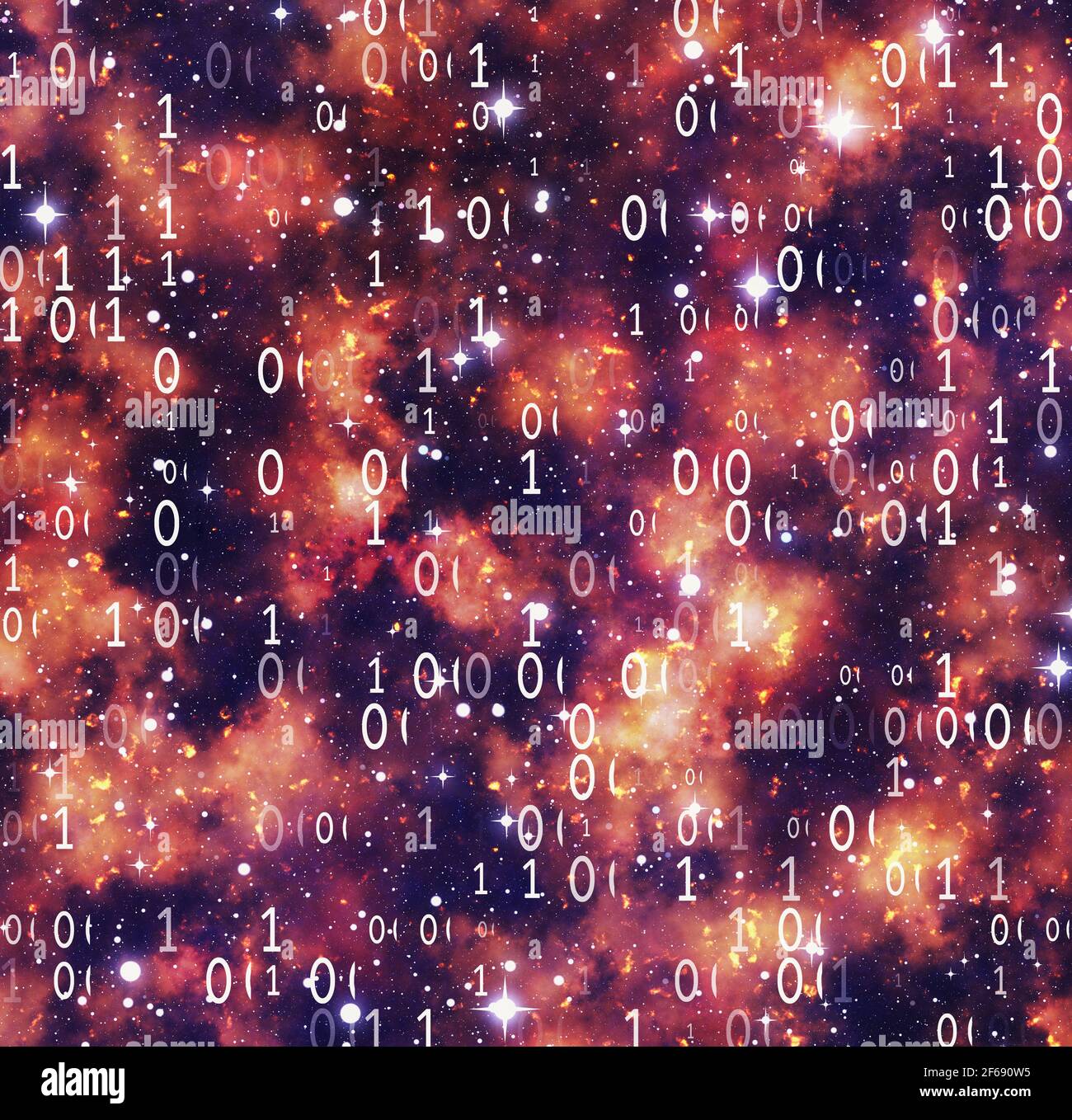 codes of numbers on the background of the starry sky. Illustration on ...