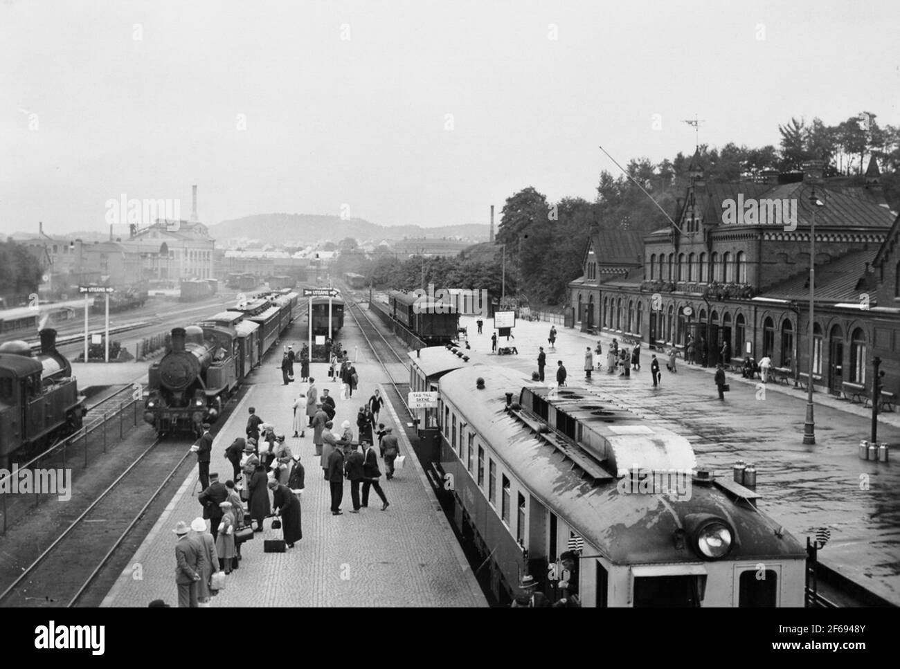Varberg - Borås - Herrljunga rail. VBHJ Motor carriage train. Including ...