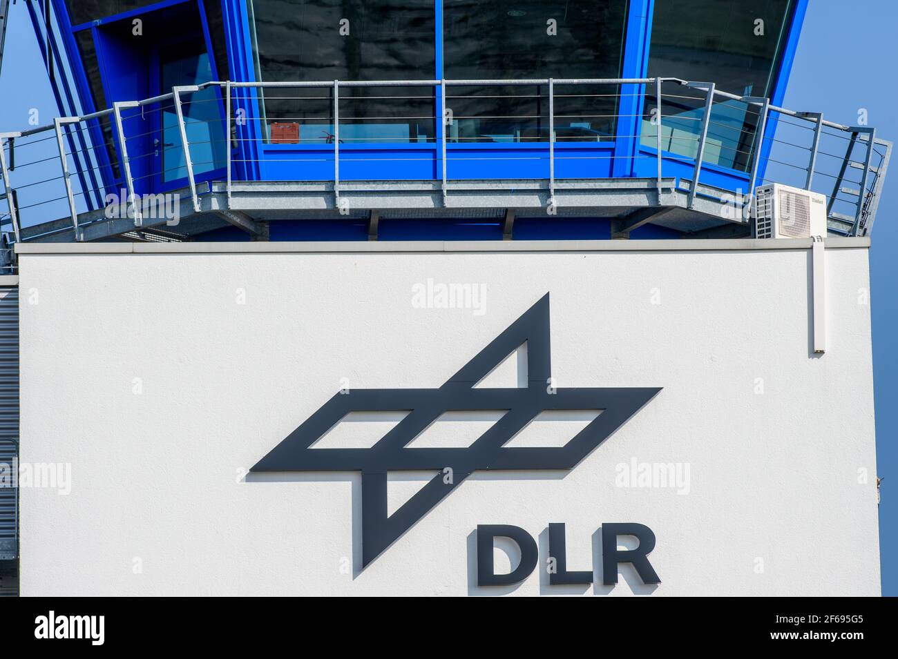 Hecklingen, Germany. 24th Mar, 2021. "DLR" can be read on the tower of ...