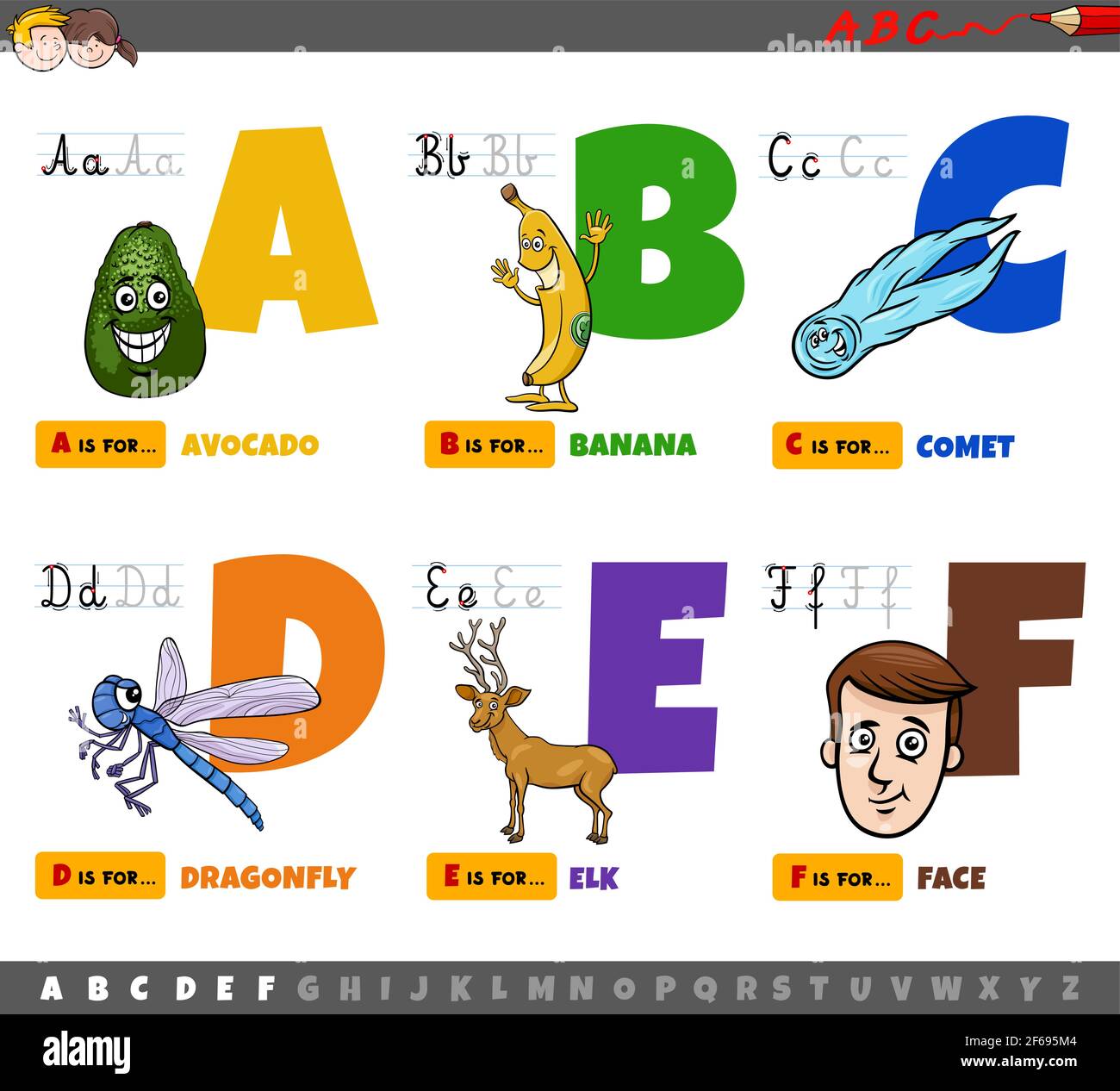 Cartoon illustration of capital letters from alphabet educational set ...