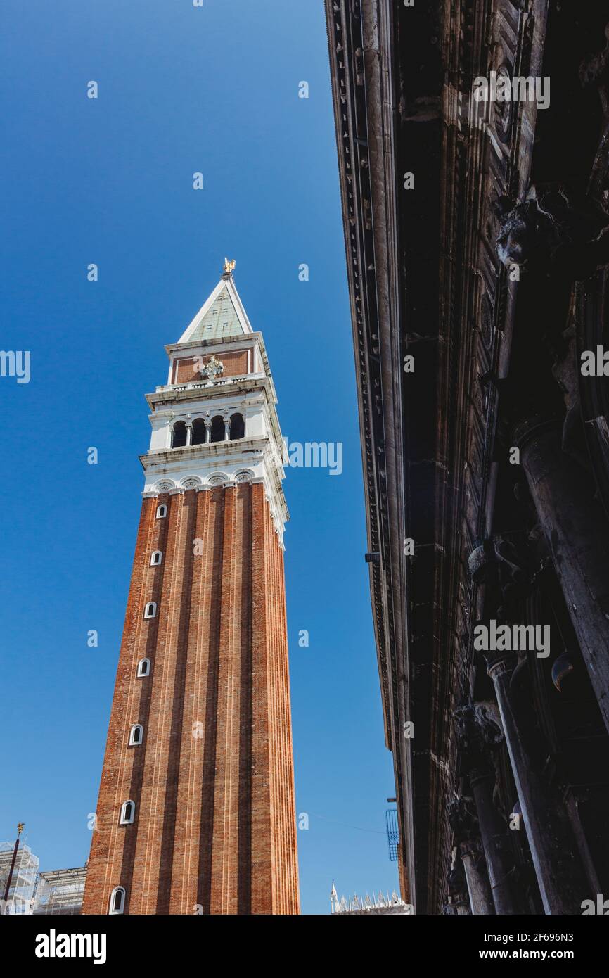 St Mark's Campanile brick bell tower Stock Photo - Alamy