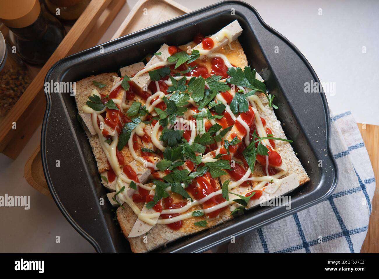 The colorful ingredients in the baking tray Stock Photo - Alamy