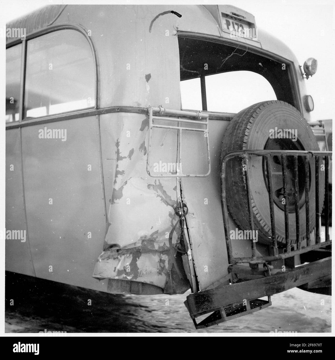 Crash damaged bus, the state railway, SJ bus 626 Stock Photo - Alamy