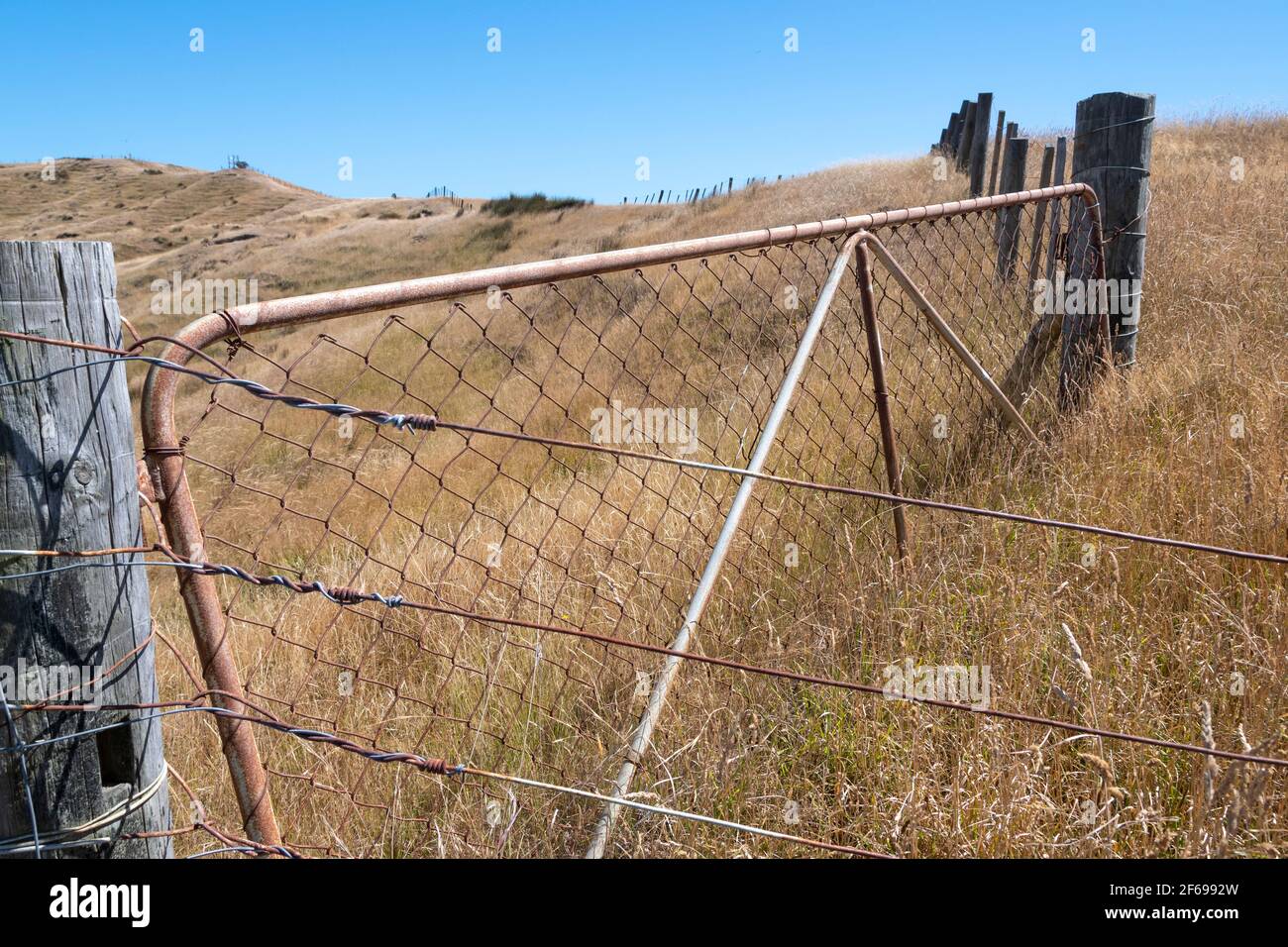 Farm pasture metal fence gate hi-res stock photography and images - Alamy