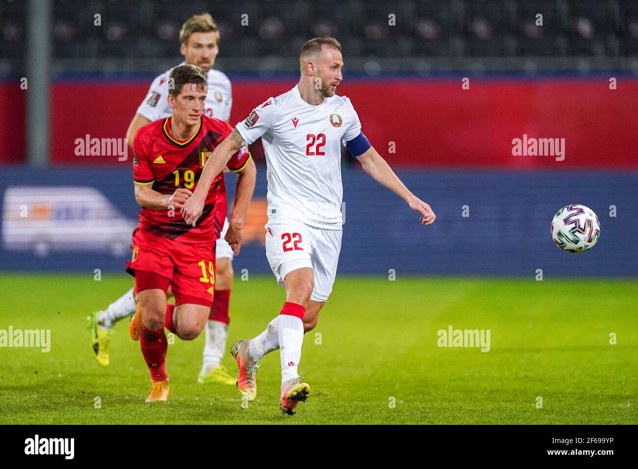 LEUVEN, BELGIUM - MARCH 30: Dennis Praet of Belgium and Igor Stasevich ...