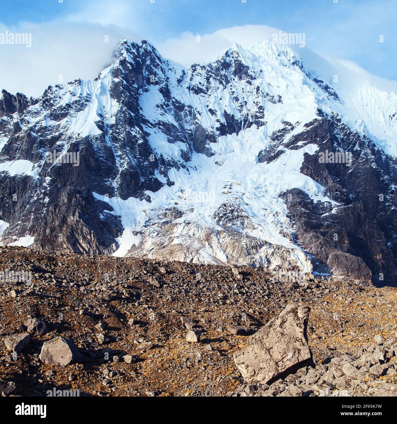 Evening view of mount Salkantay, Salcantay trek in the way to Machu ...