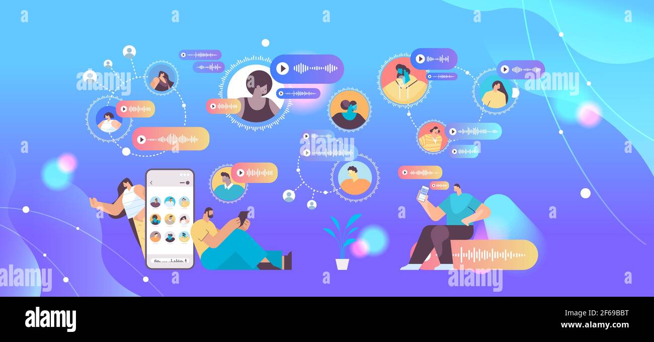 people communicate by voice messages audio chat application social ...