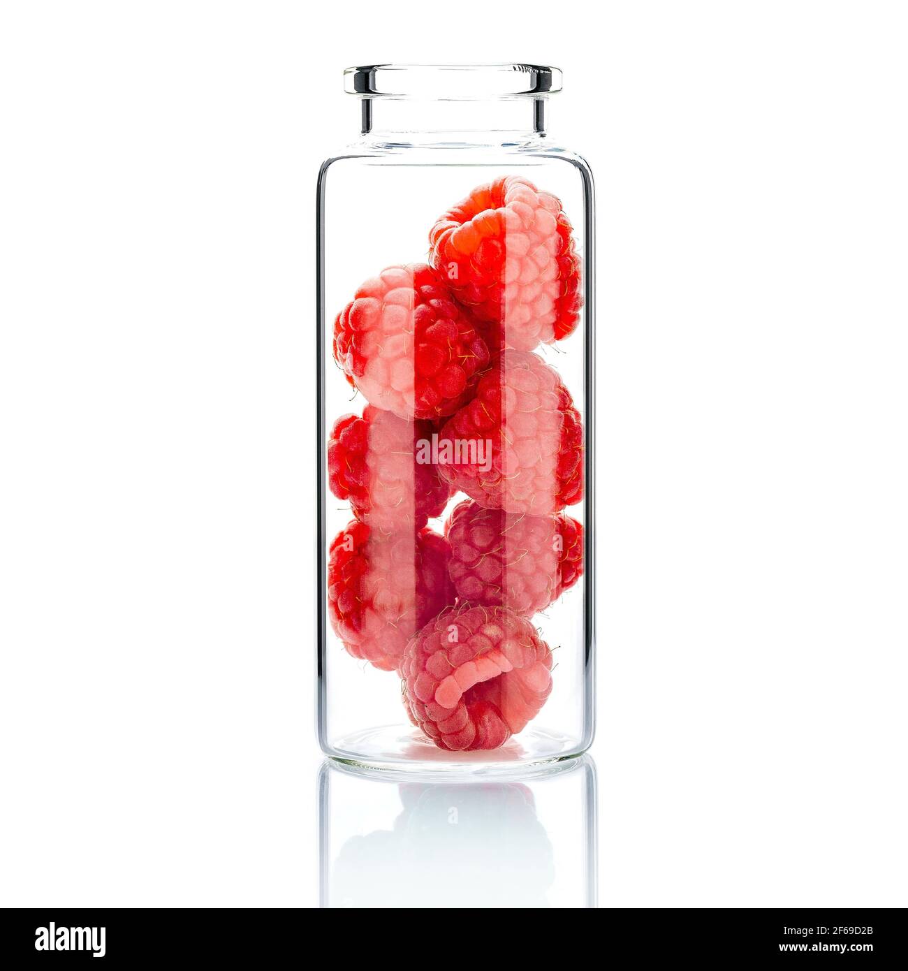 Homemade skin care with raspberry in a glass bottle isolate on white ...