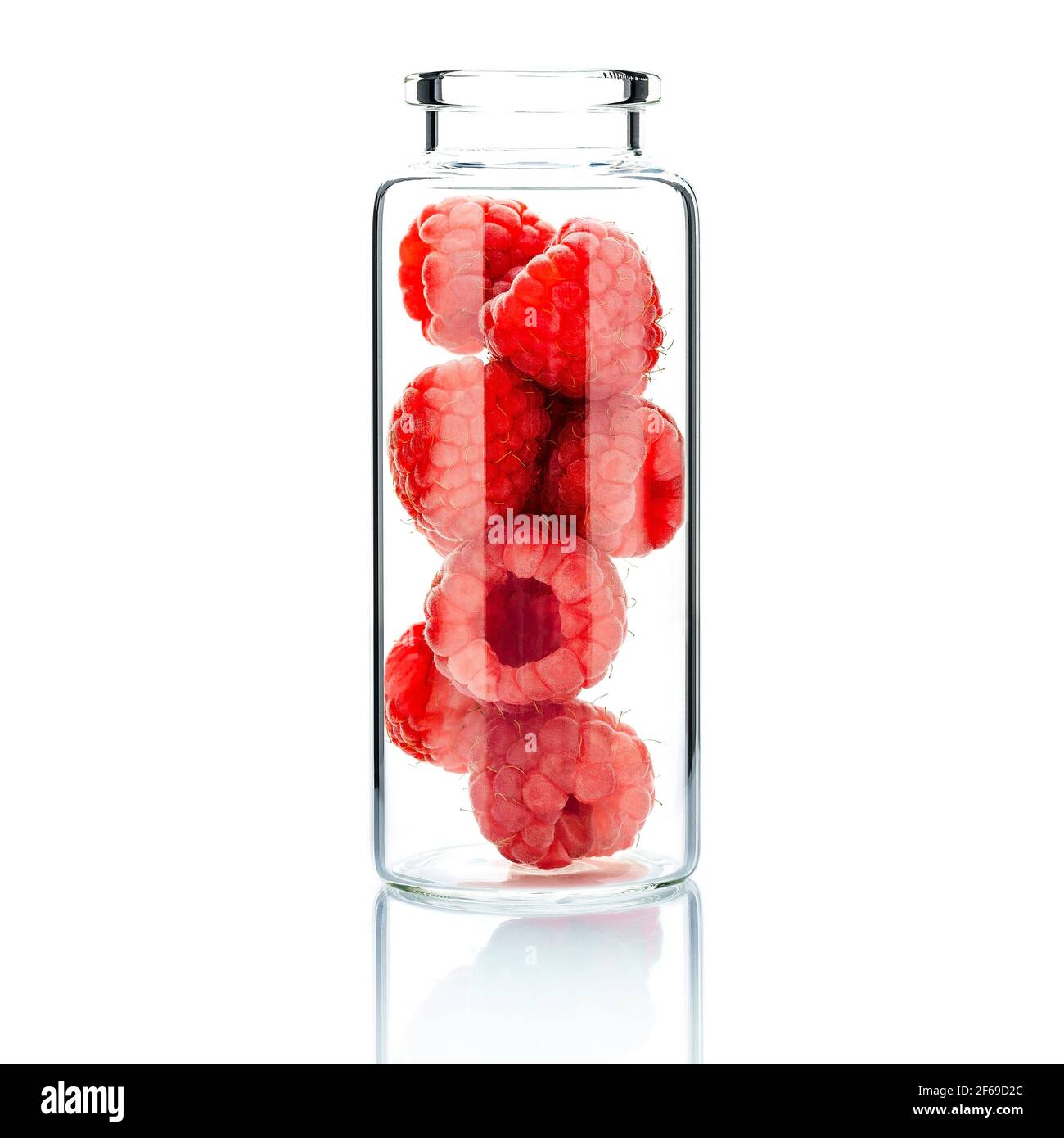 Homemade skin care with raspberry in a glass bottle isolate on white ...