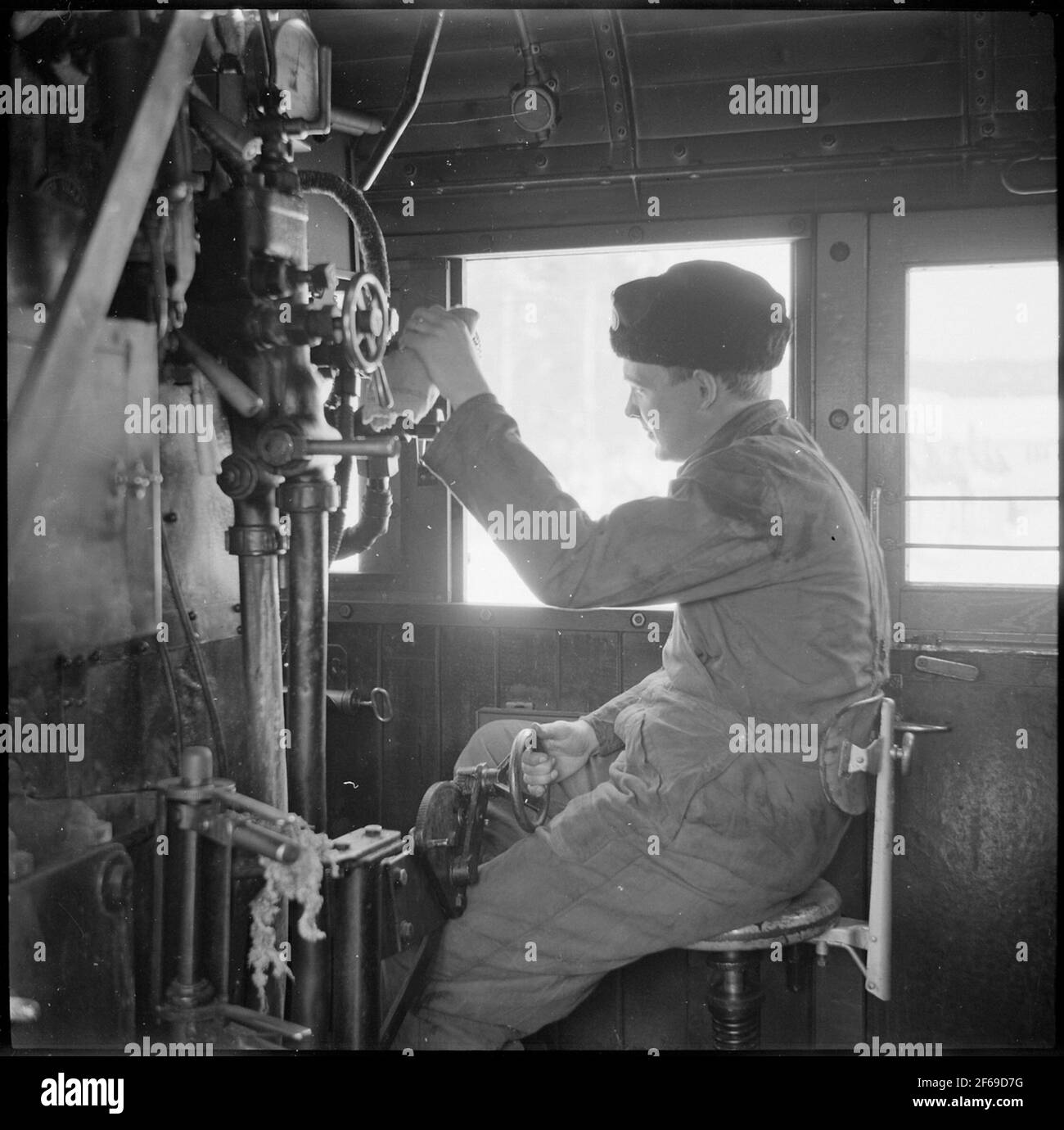 The locomotive Round Ahlander in an oil-covered steam locomotive Stock ...