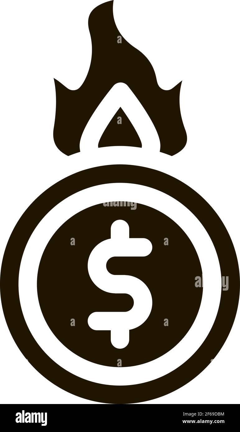 cash burning icon Vector Glyph Illustration Stock Vector Image & Art ...