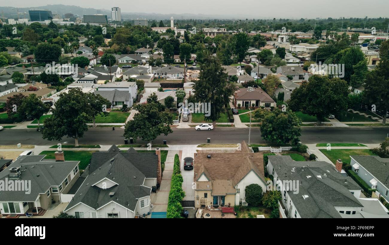 Aerial view of Burbank, area in Los Angeles. High quality photo Stock ...