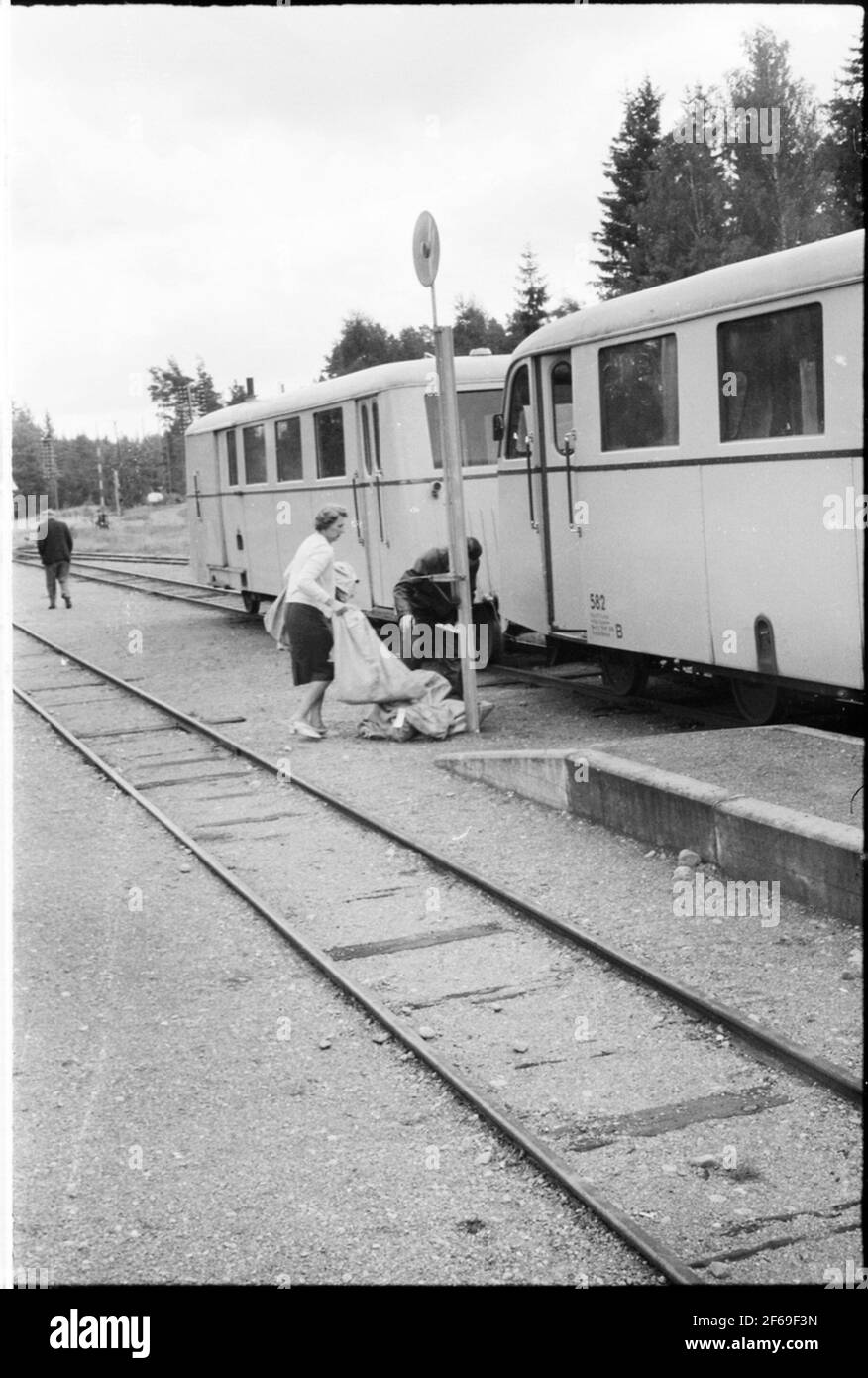 The state's railways, SJ Y01P with motor car trailer at boiler station ...