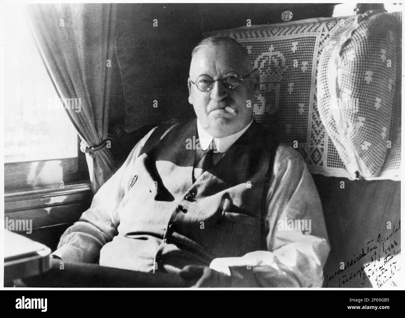 Director-General Axel Granholm photographed on a train on the southern ...