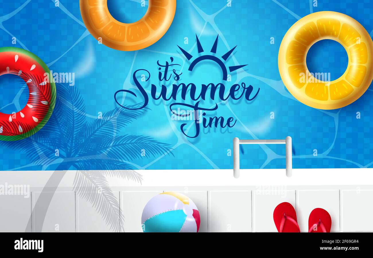 It's summer time vector design. It's summer time text with tropical ...