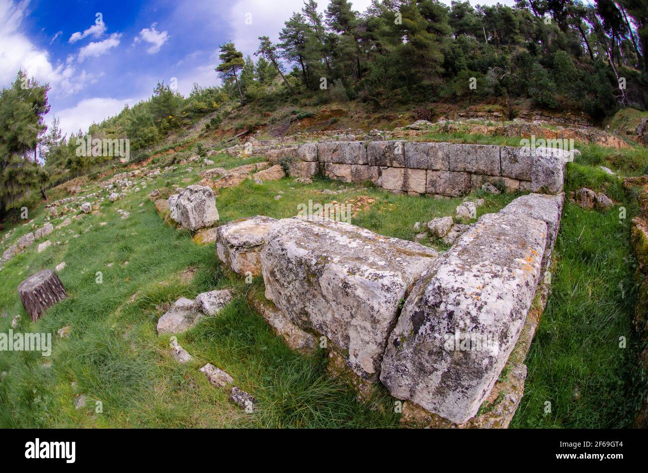 The Amphiareion of Oropos Greece Agora and ruins of ancient houses and ...