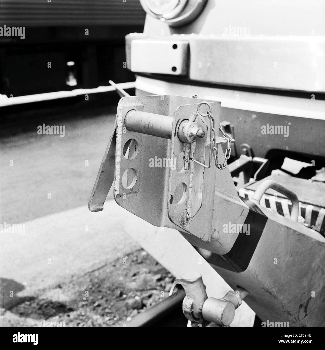 Coupling device between motor carriage and locomotive Stock Photo - Alamy