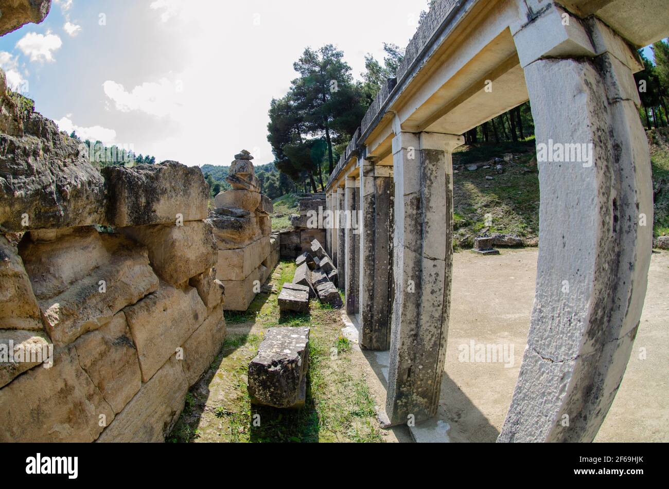 The theatre of the Amphiareion oropos Greece,Paraskenion view Stock ...