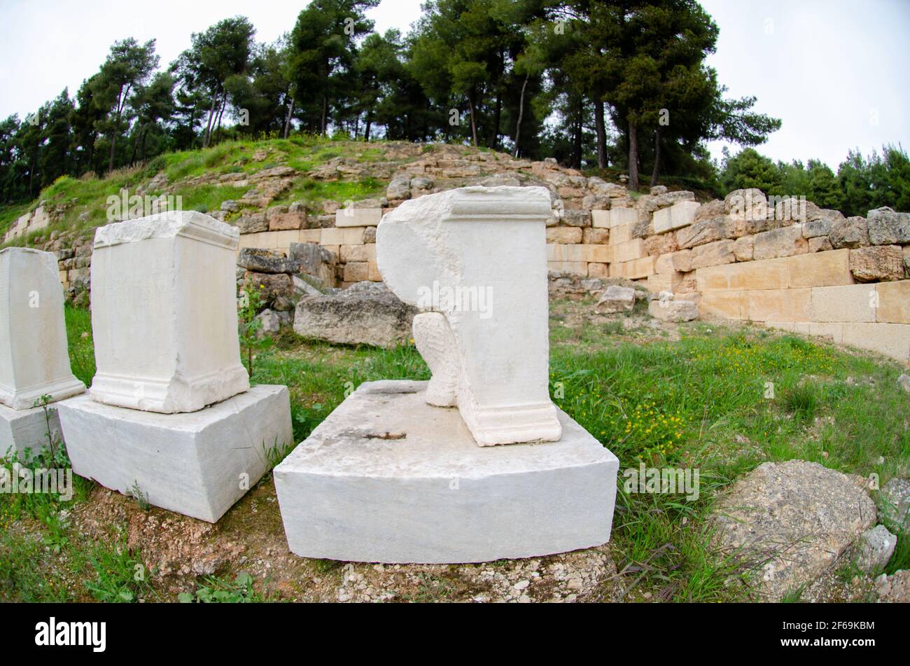 Parallel to the great retaining wall a series of monumental bases held ...