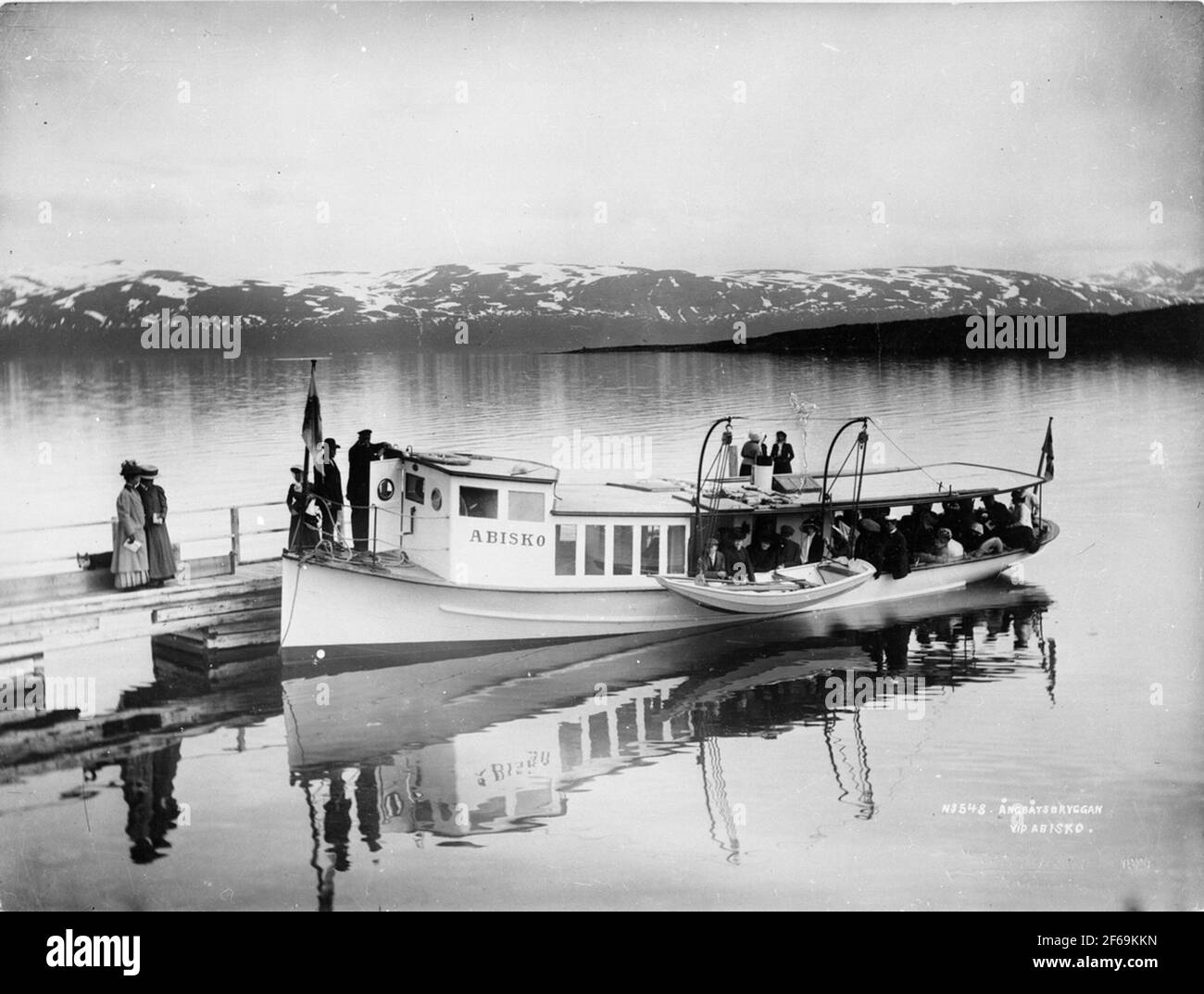 The steamboat bridge with the boat Abisko. From the year 1900 went boat ...