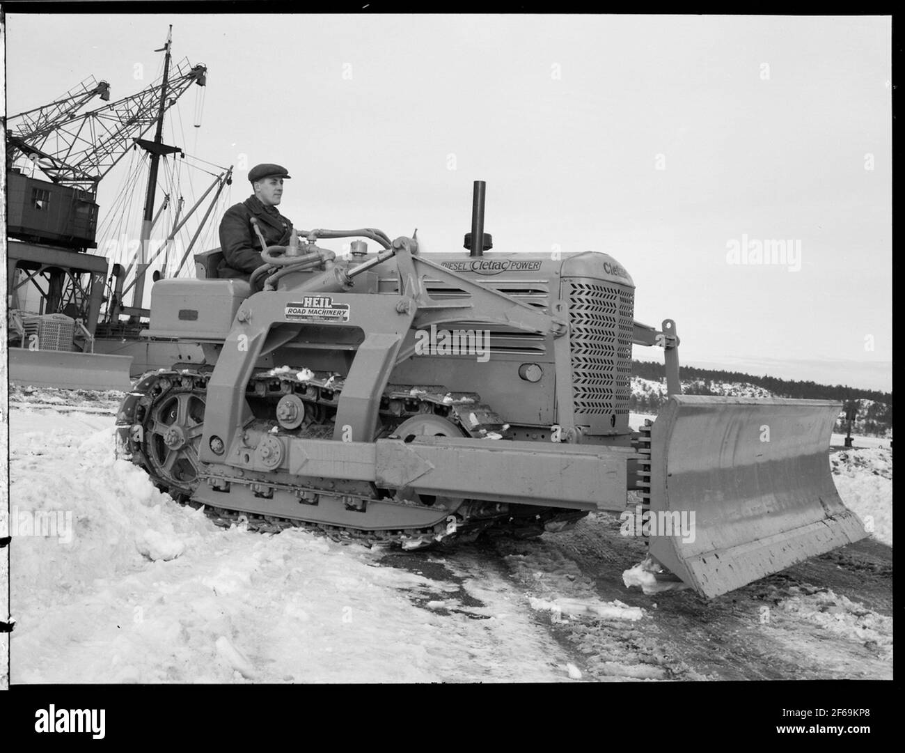 Cletrac Bulldozer (shaft machine) at port area Stock Photo - Alamy