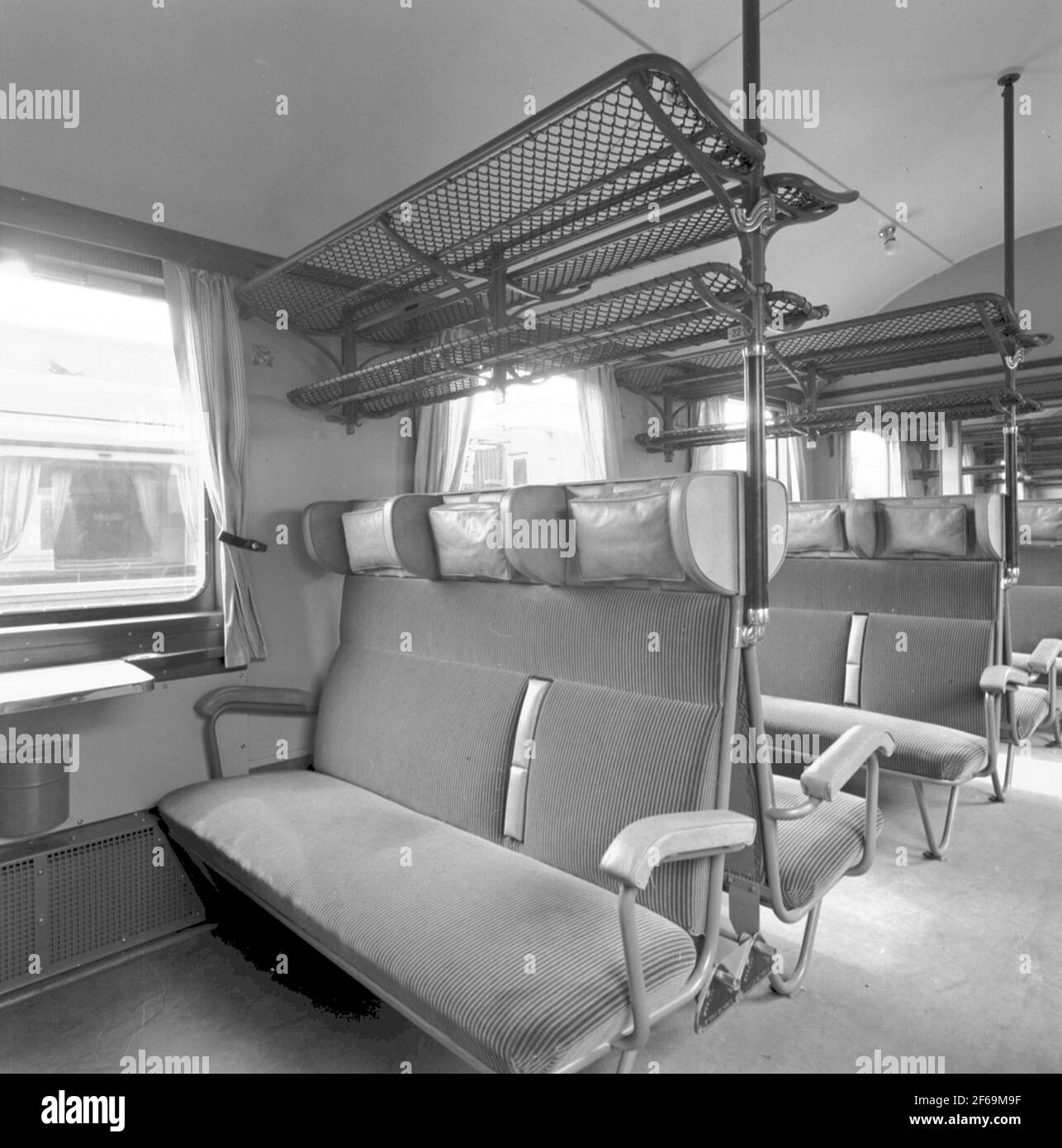 Interior design in the state railway, SJ Bo8f 3-class stroller Stock ...