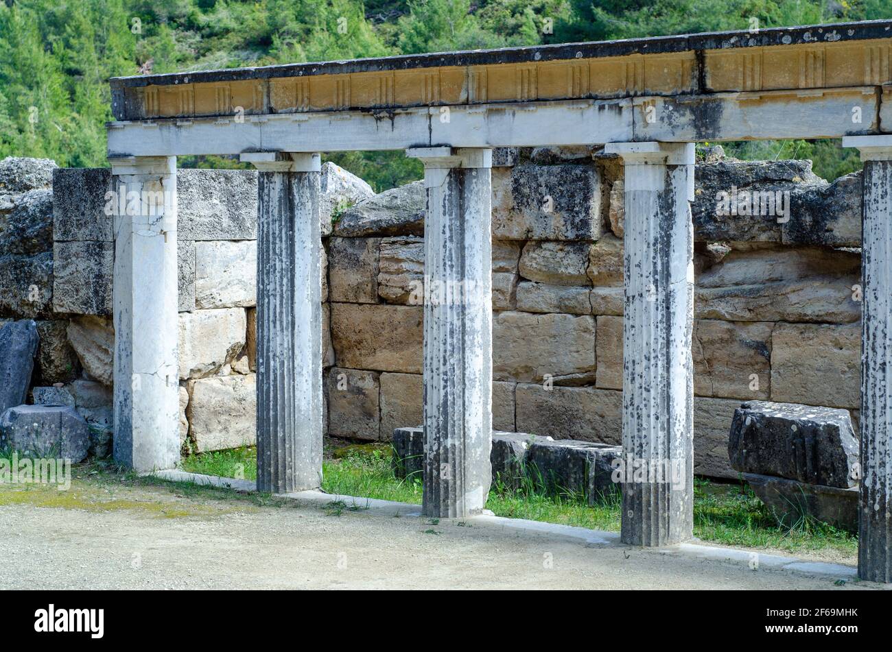 The theatre of the Amphiareion oropos Greece,panoramic view front part ...