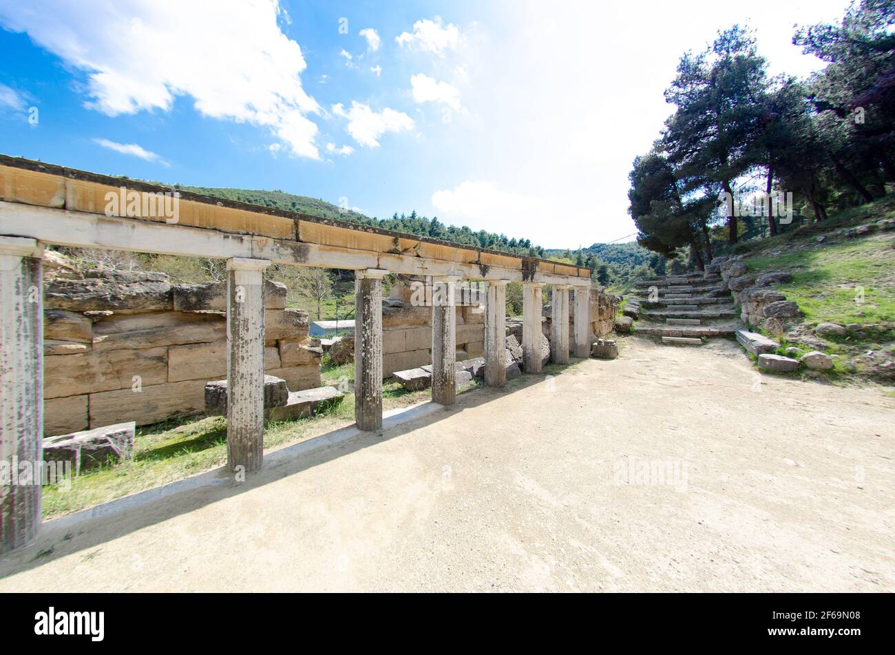 The theatre of the Amphiareion oropos Greece,panoramic view of ...