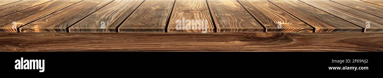 Large table top, wooden texture from boards, white background - Vector ...