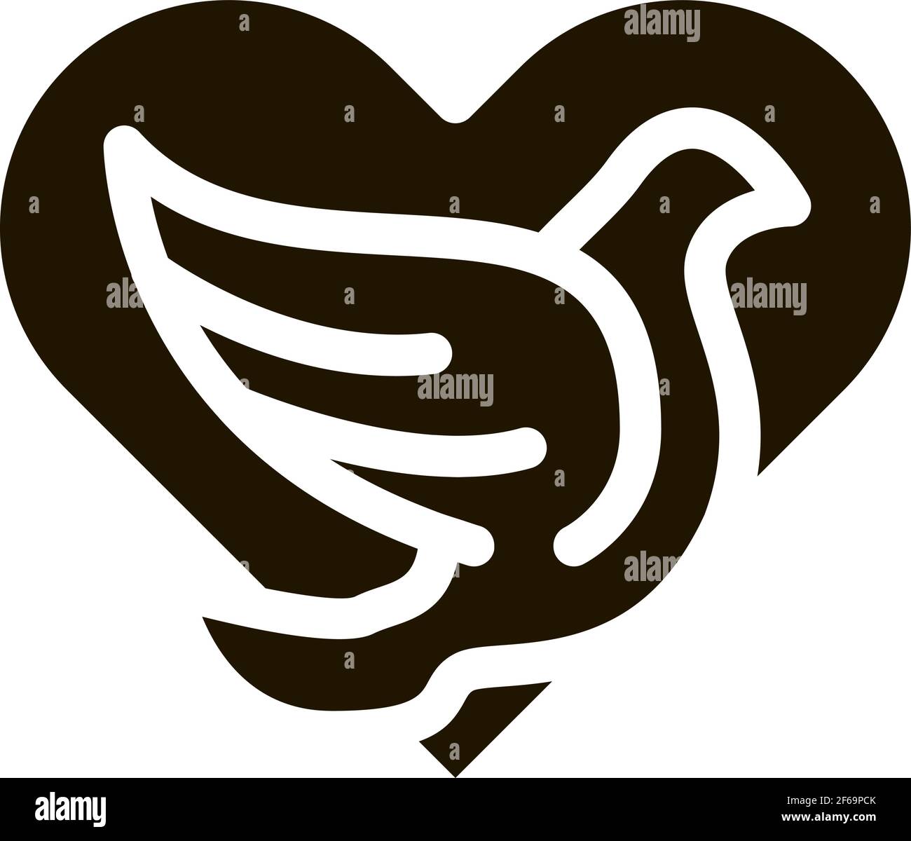 pigeon in center of heart icon Vector Glyph Illustration Stock Vector ...