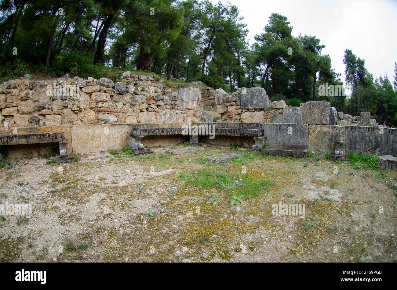 The Amphiareion of Oropos Greece ruins of woman bath house seats Stock ...