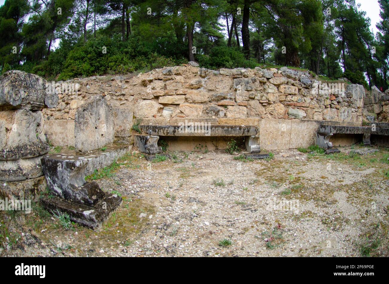 The Amphiareion of Oropos Greece ruins of woman bath house seats Stock ...