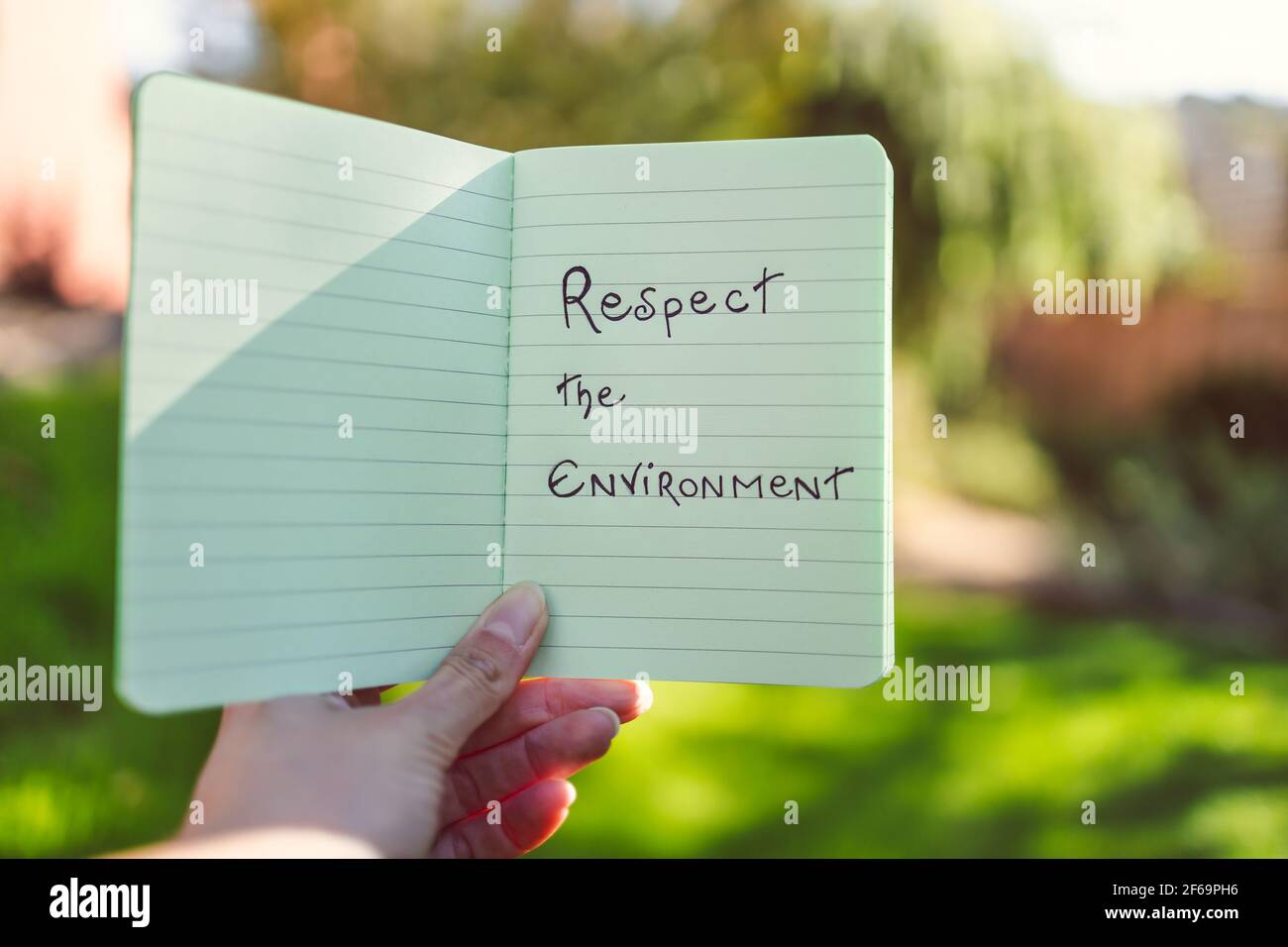 ecology and sustainable development concept, hand holding Respect the ...