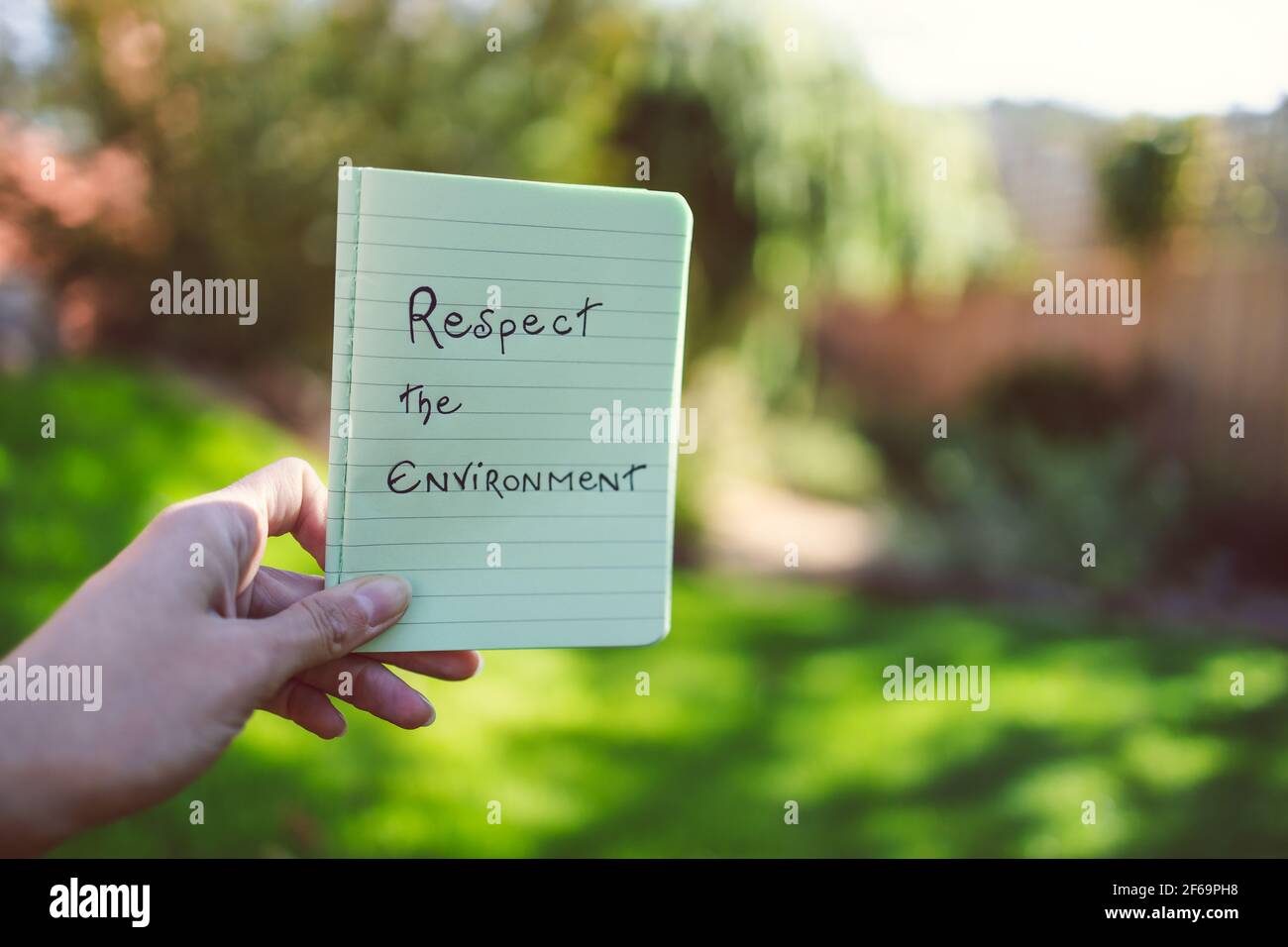 ecology and sustainable development concept, hand holding Respect the ...