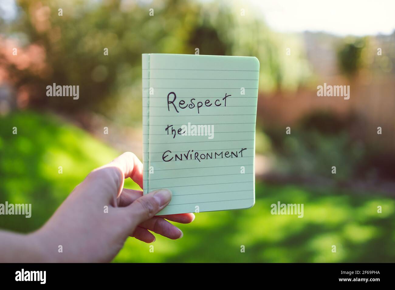 ecology and sustainable development concept, hand holding Respect the ...