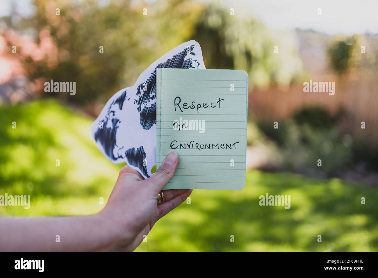 ecology and sustainable development concept, hand holding Respect the ...