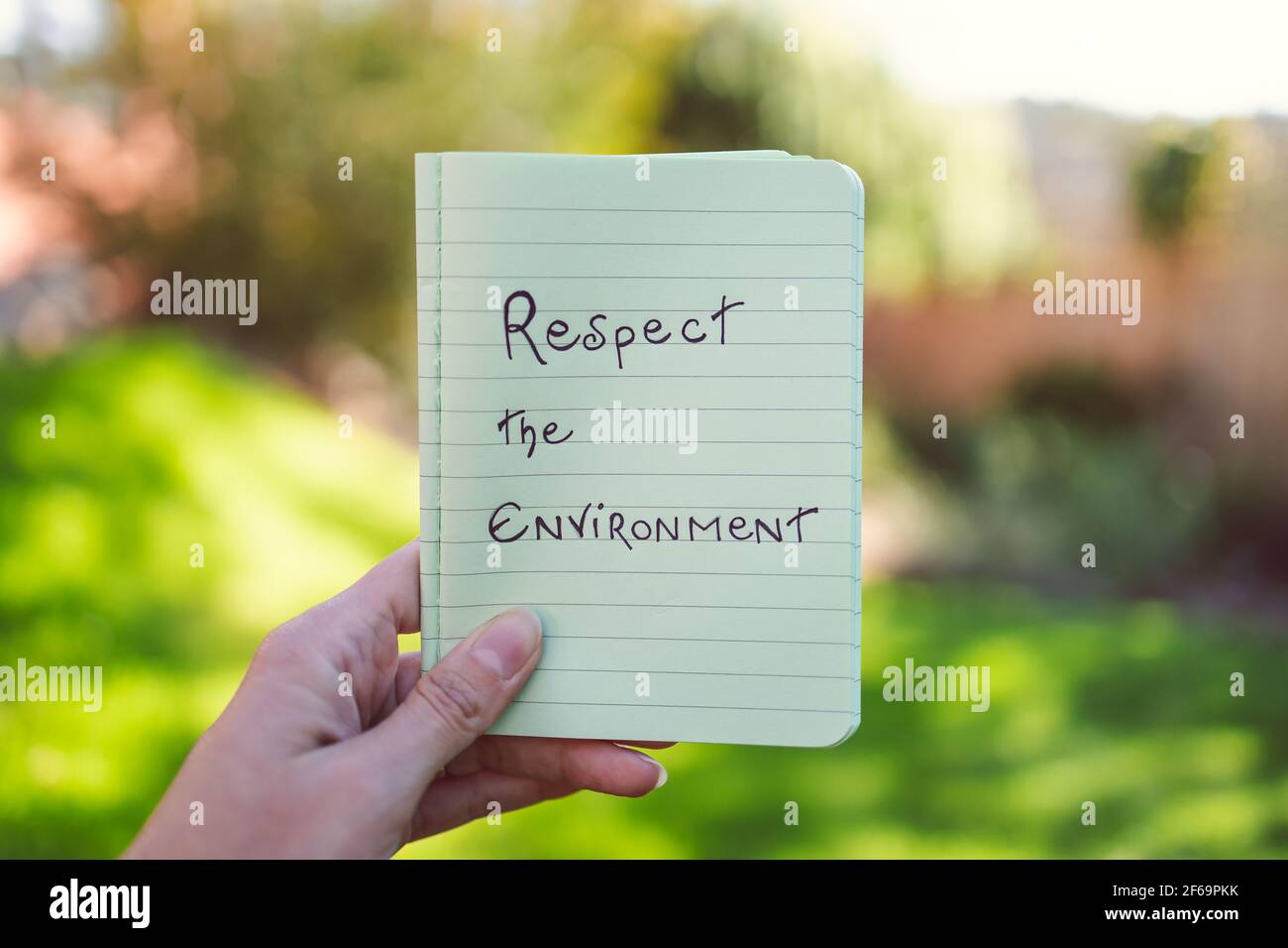 ecology and sustainable development concept, hand holding Respect the ...