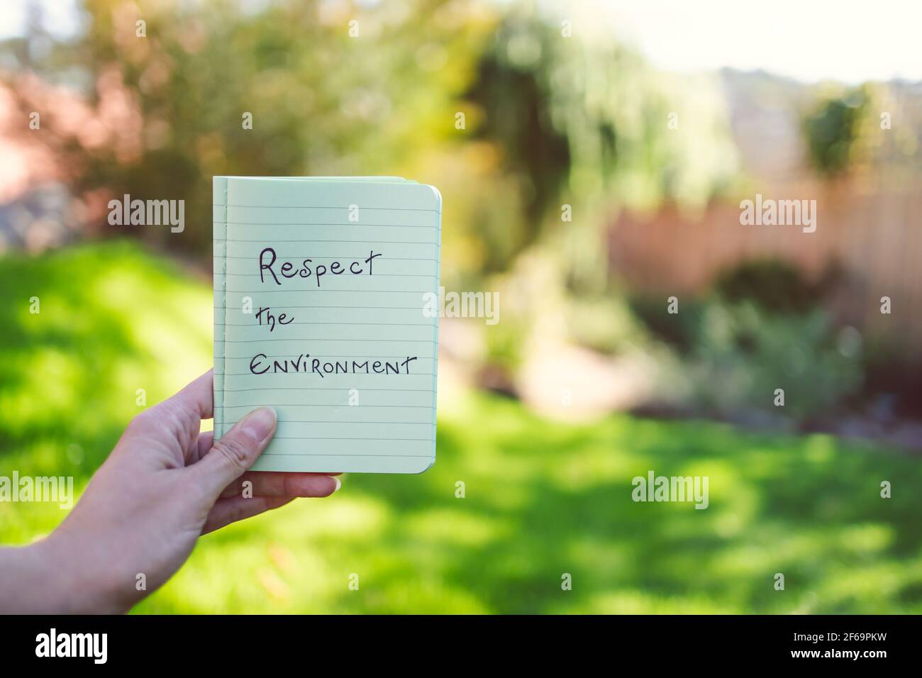 ecology and sustainable development concept, hand holding Respect the ...