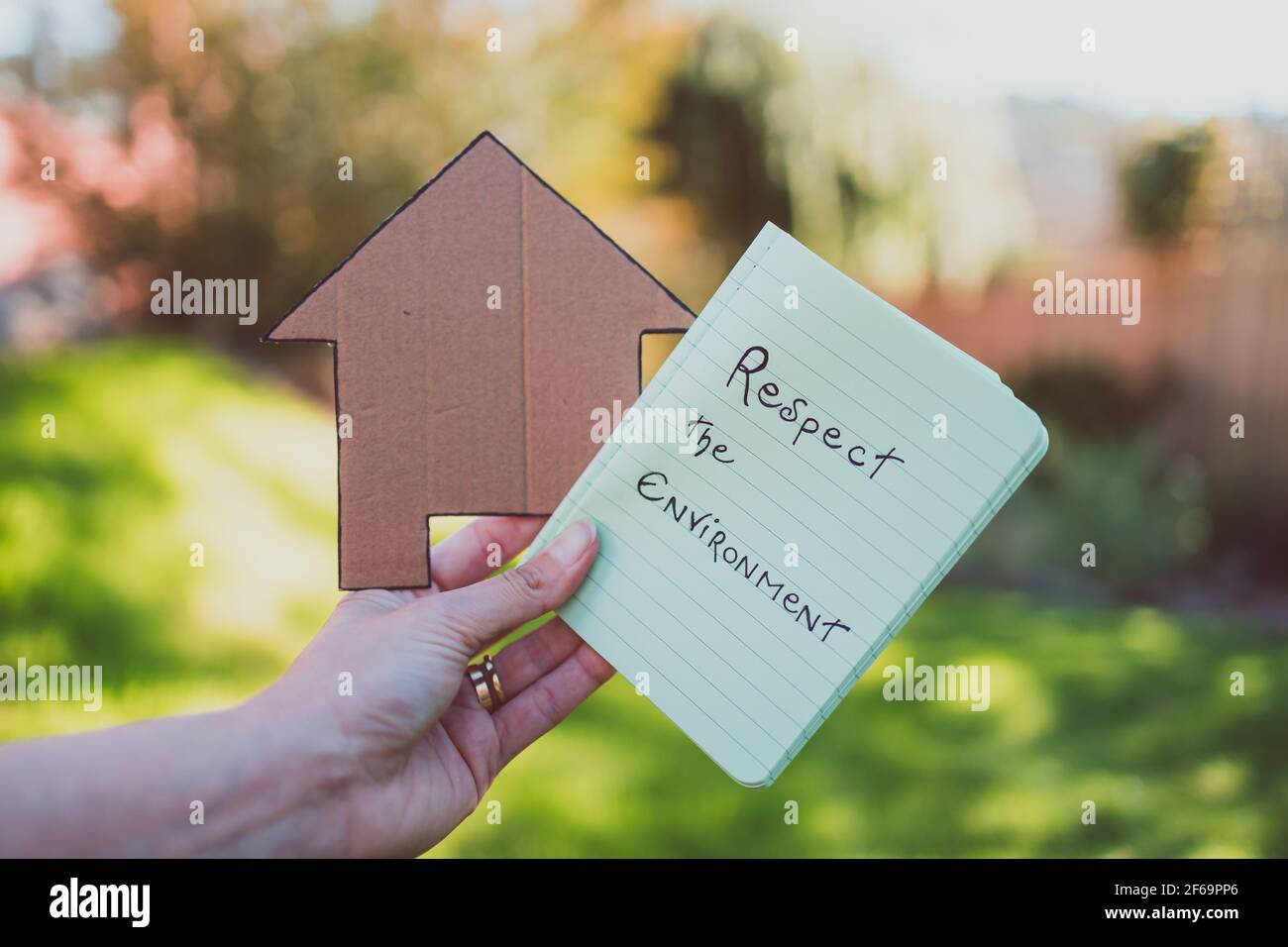 ecology and sustainable development concept, hand holding Respect the ...