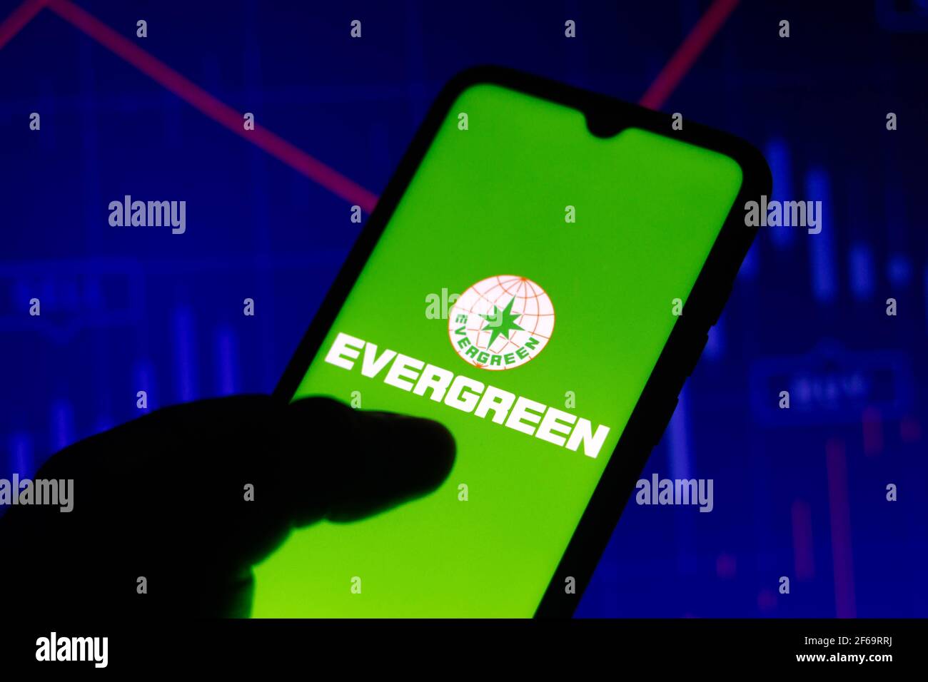 In this photo illustration Evergreen Marine Corporation logo seen ...