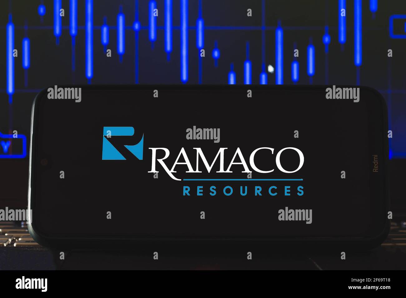 In this photo illustration Ramaco Resources logo seen displayed on a ...