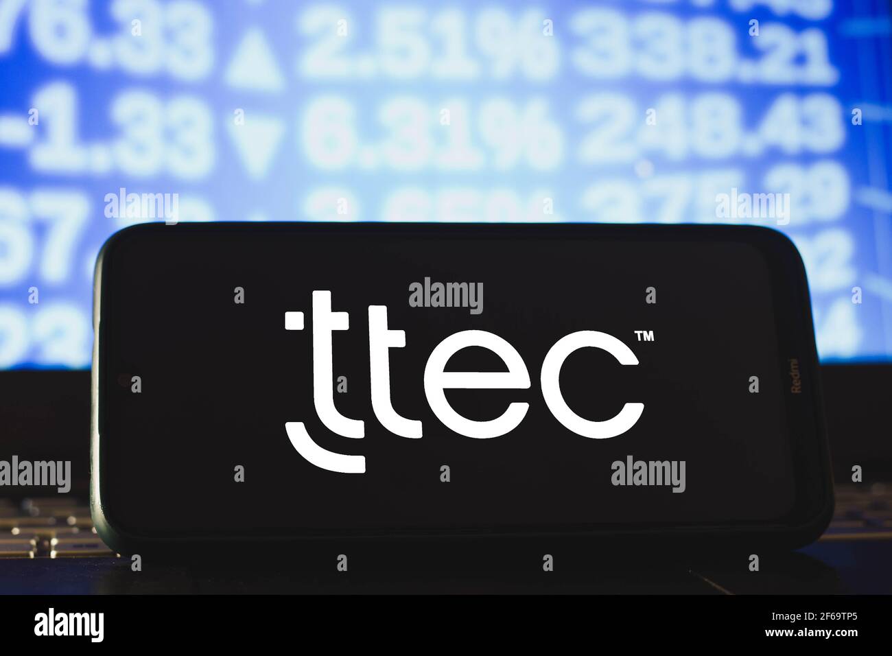 In this photo illustration TeleTech Holdings (TTEC) logo seen displayed ...