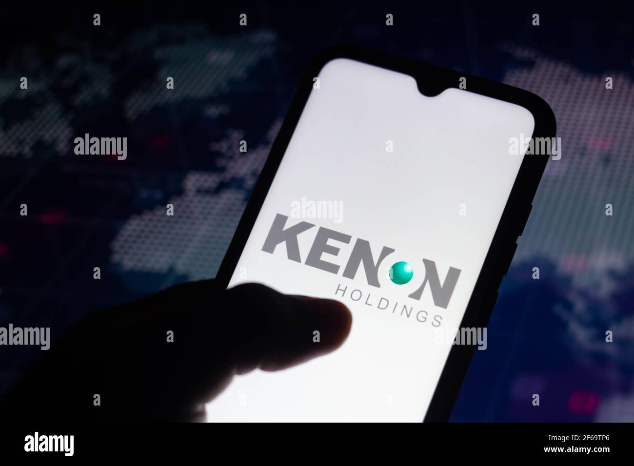 In this photo illustration a Kenon Holdings logo seen displayed on a ...