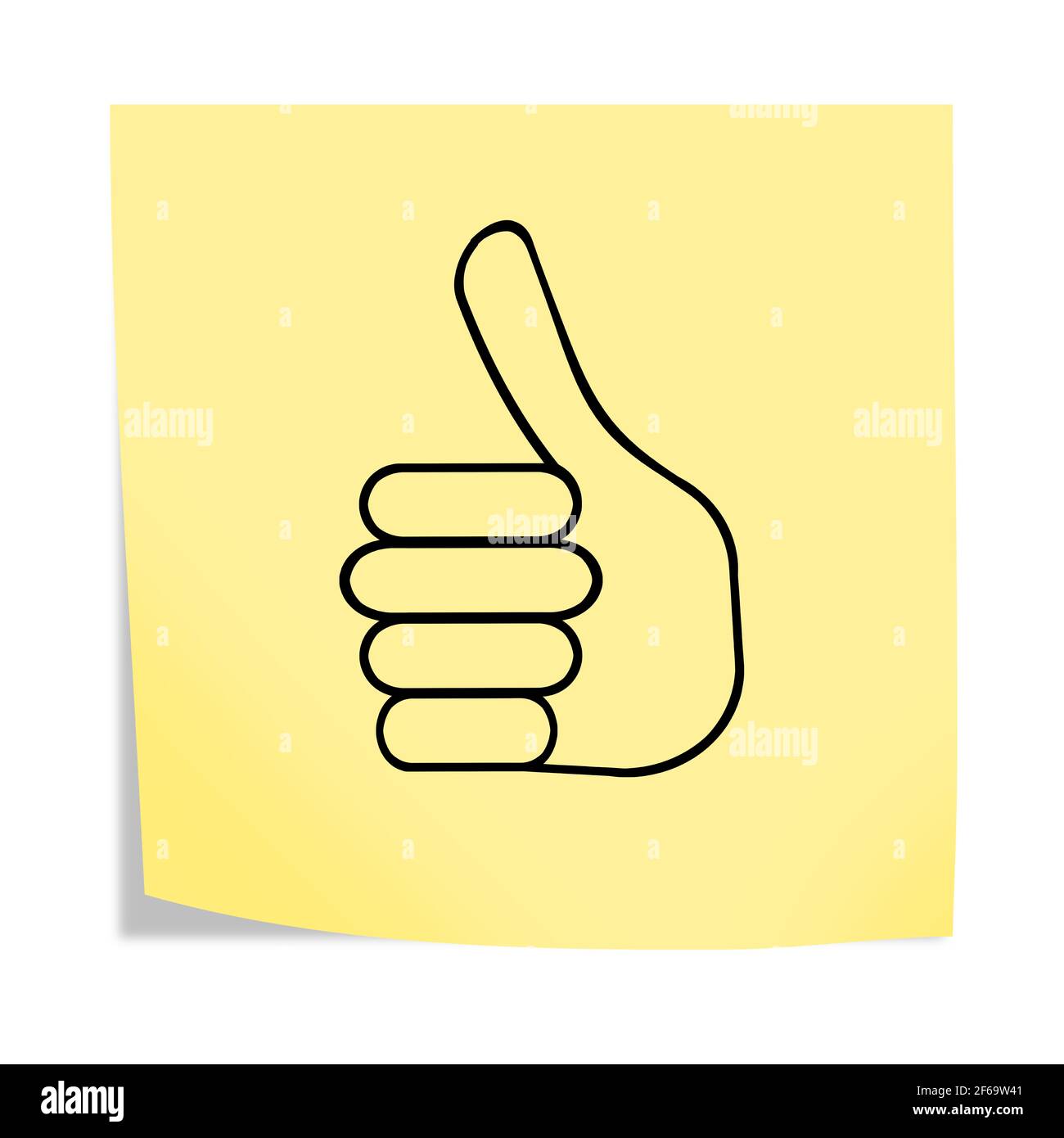Thumbs up reminder post note 3d illustration isolated on white with ...