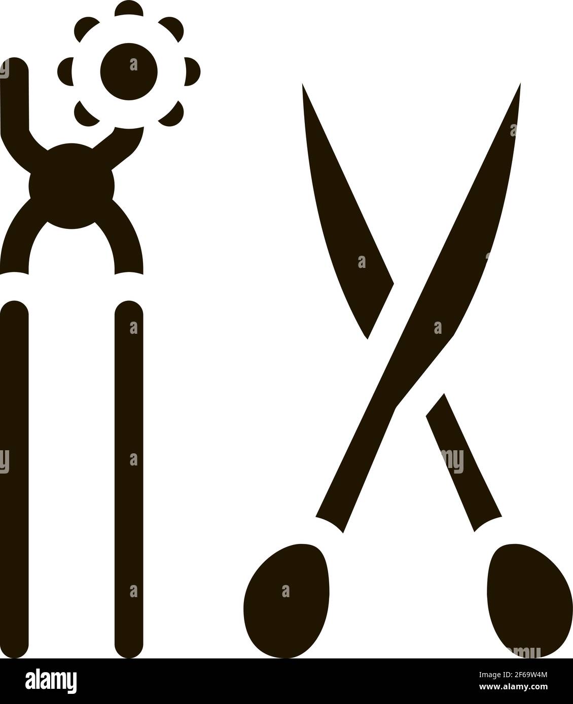 leather craft scissors and punch tool icon Vector Glyph Illustration ...