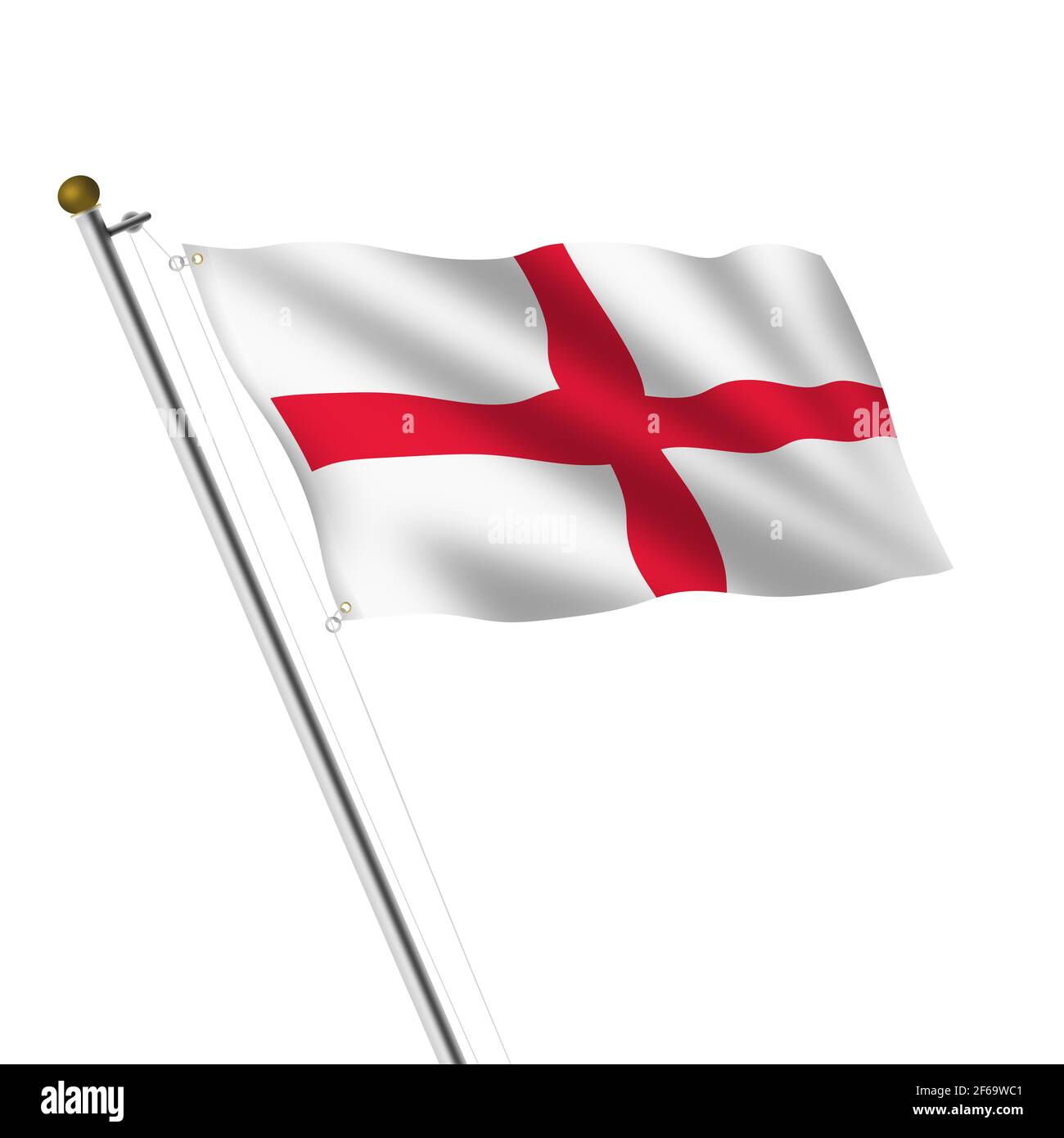 England flagpole 3d illustration on white with clipping path Stock ...