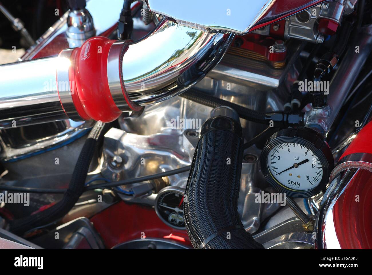 Engine detail on a 1966 Ford Model A Hot Rod Stock Photo - Alamy