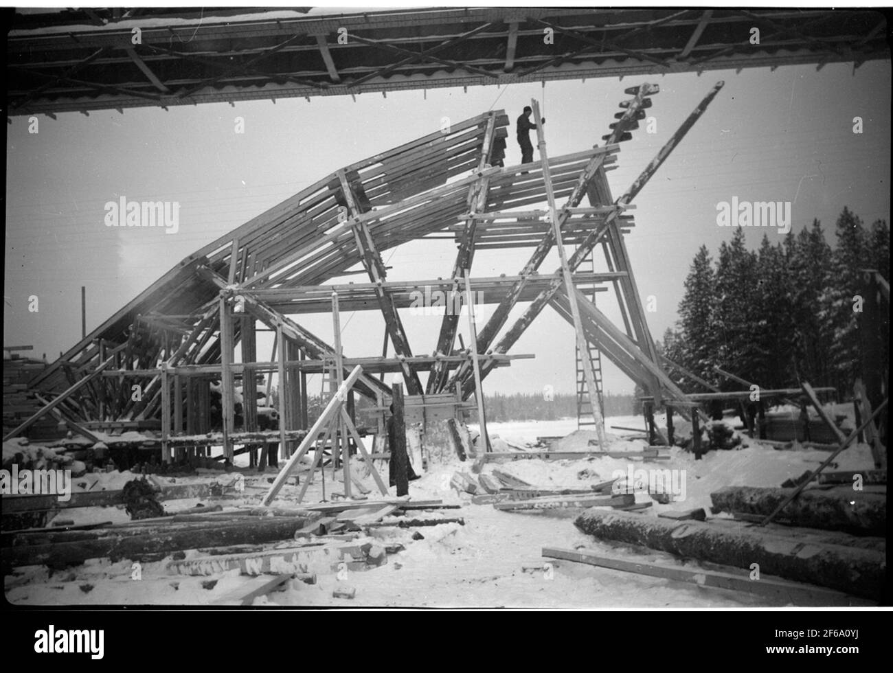 Picture from the building of a new bridge over the village river at ...