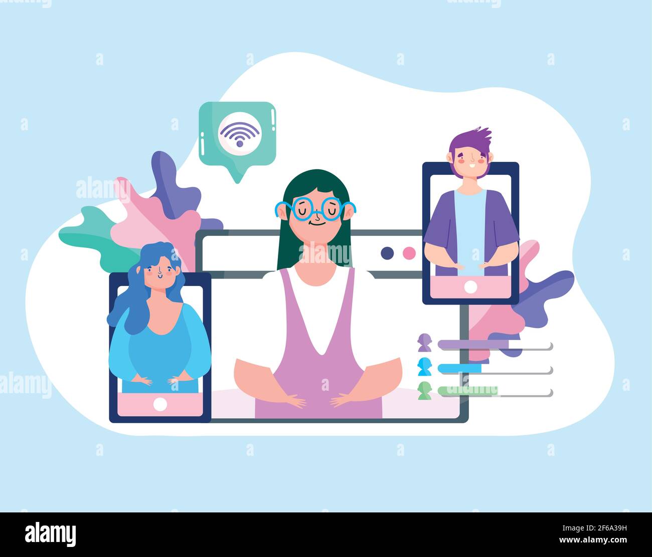 group video call, online meeting Stock Vector Image & Art - Alamy
